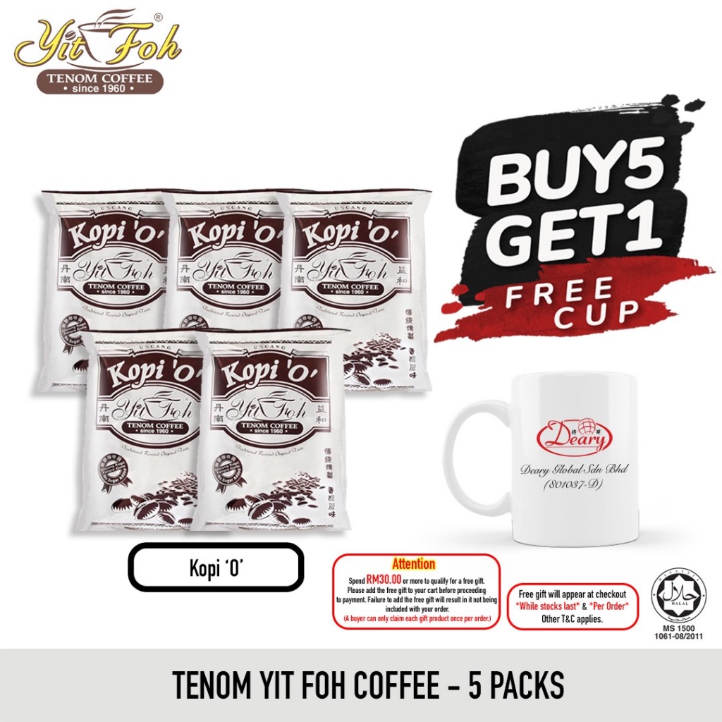 YIT FOH TENOM KOPI O KOSONG 沙巴著名咖啡 (BUNDLE OF 5) [ADD-ON 1 DEARY ...