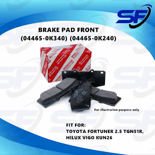 💯TOYOTA FORTUNER 2.5 TGN51R,HILUX VIGO KUN26 FRONT DISC PAD (04465 ...