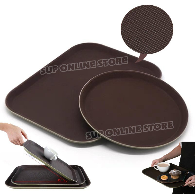 Non-Slip Serving Tray Round & Rectangle Shape / Kitchen Tray / Serving ...