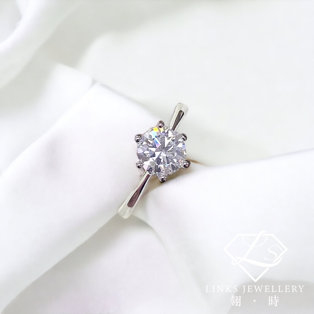 [Real Moissanite]Can Pass Diamond Test 18K Gold Classic Six Prongs Ring ...