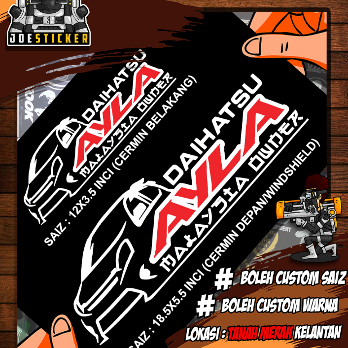 STICKER AYLA MALAYSIA OWNER. SESUAI UNTUK DITAMPAL PADA WINDSHIELD ...