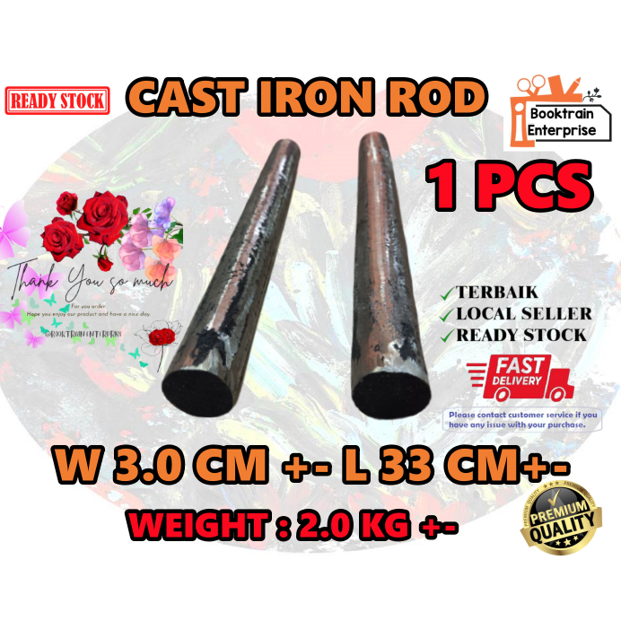 (Ready Stock)Besi Tuang Bulat Panjang /Cast Iron rod/Cast Iron/Width 3 ...