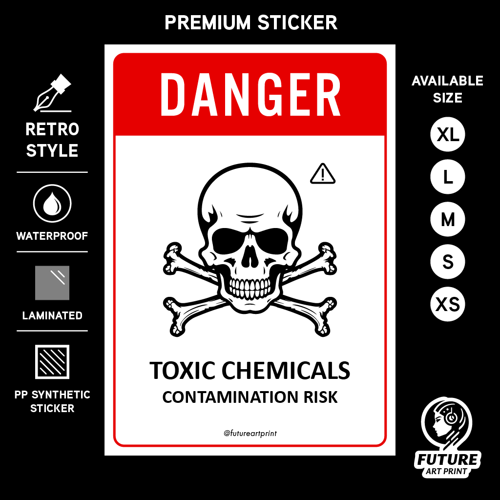 Danger Toxic Chemicals Contamination Risk. Sticker Sign Notice Warning ...