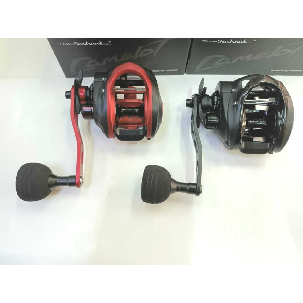 TEAM SEAHAWK CAMELOT JIGGING REEL (BLACK/RED) | Shopee Malaysia