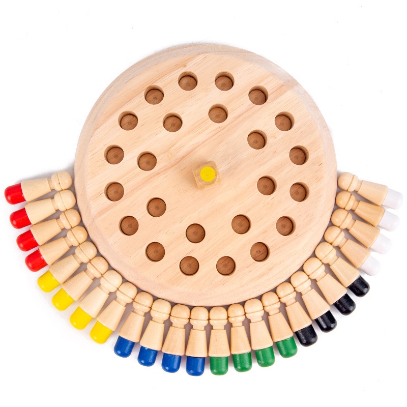 Montessori Wooden Memory Chess 3D Puzzle Memory Match Stick Chess Game ...
