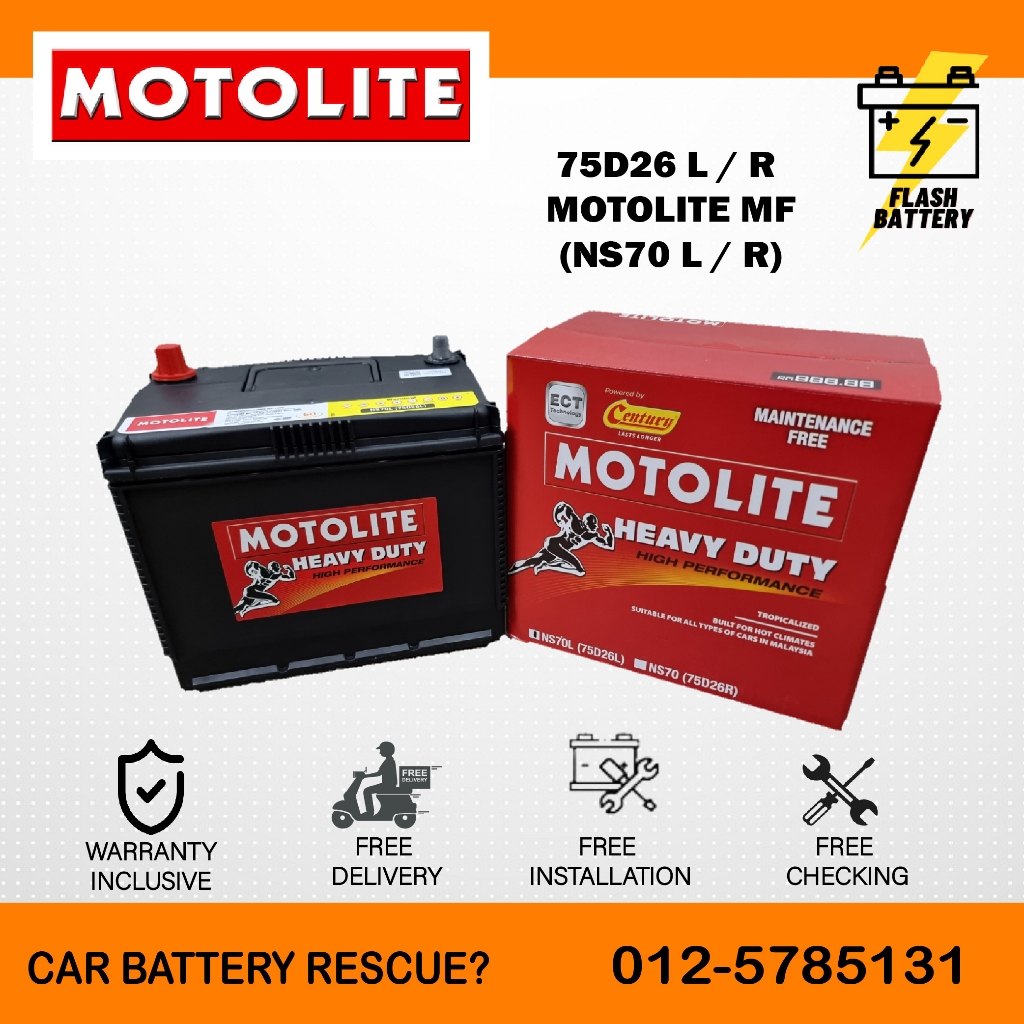 [ Installation Provided ] NS70 | NS70L | 75D26L / R ] Motolite Heavy ...