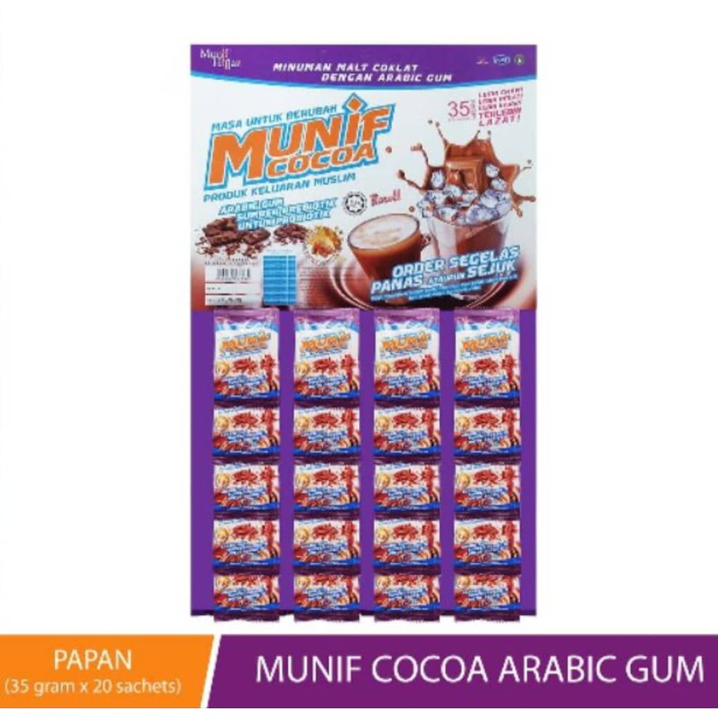 Munif Hijjaz Munif Cocoa Arabic Gum Papan Chocolate Malt Drink (20 ...