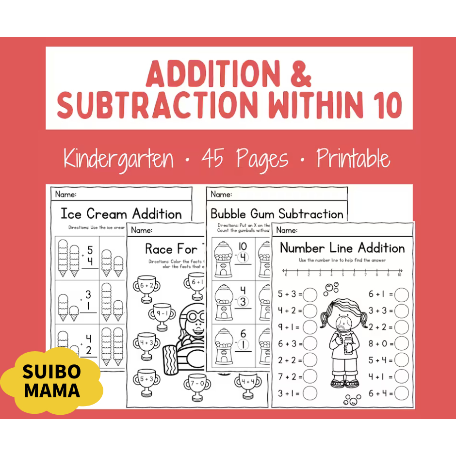 A477 – [PDF] Kindergarten Addition and Subtraction Within 10 Worksheets ...