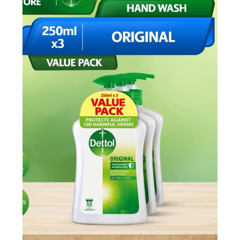 Dettol Antibacterial Hand Wash 250ml X3 Value Pack Originalskincare