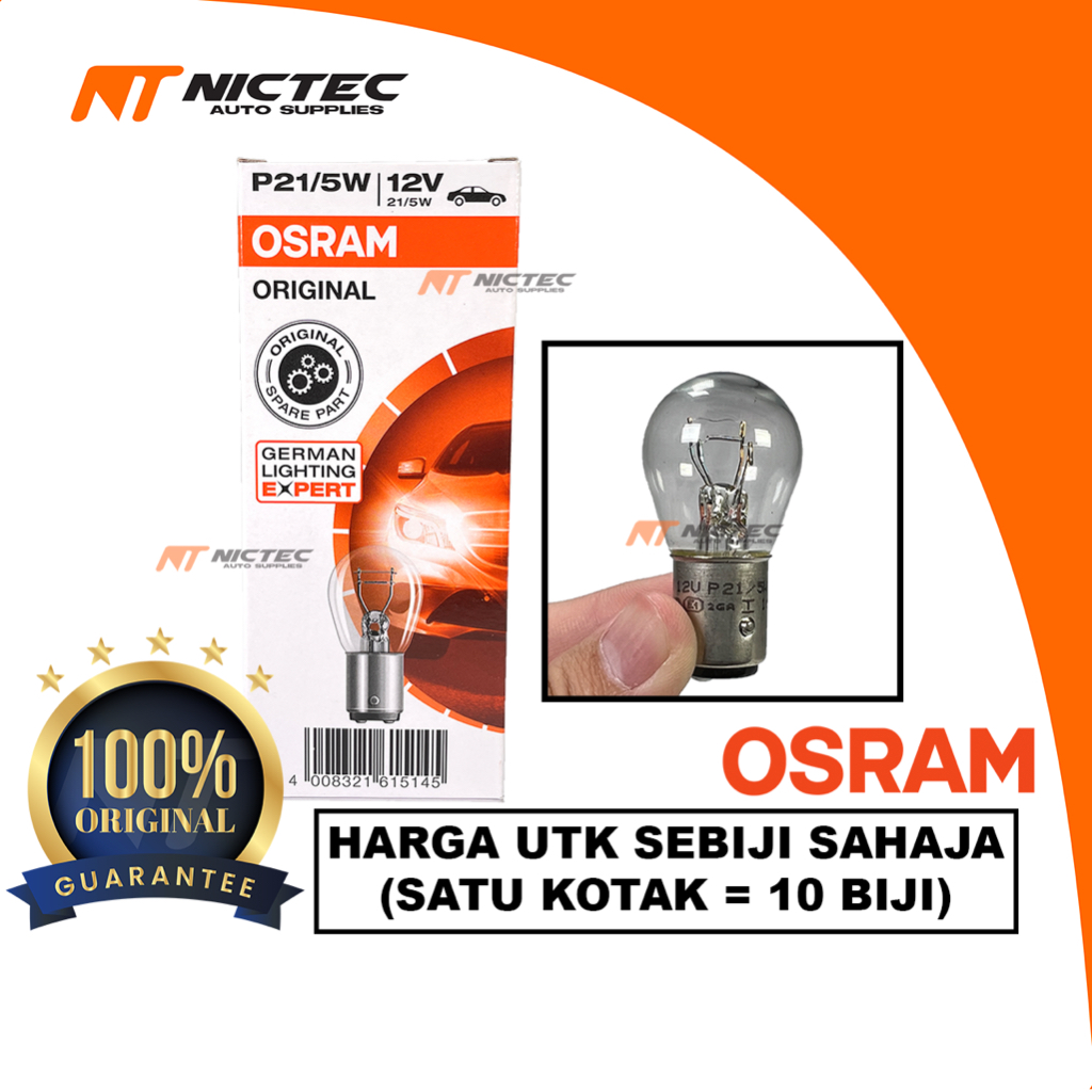 OSRAM HALOGEN TAIL/BRAKE LIGHT BULB P21 7528 5W 12V BAY15d | Shopee ...