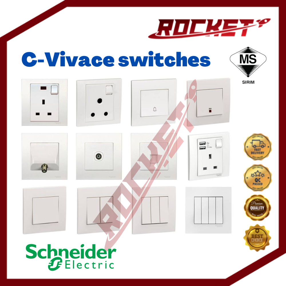 SCHNEIDER Vivace Series Switches Socket White | Shopee Malaysia