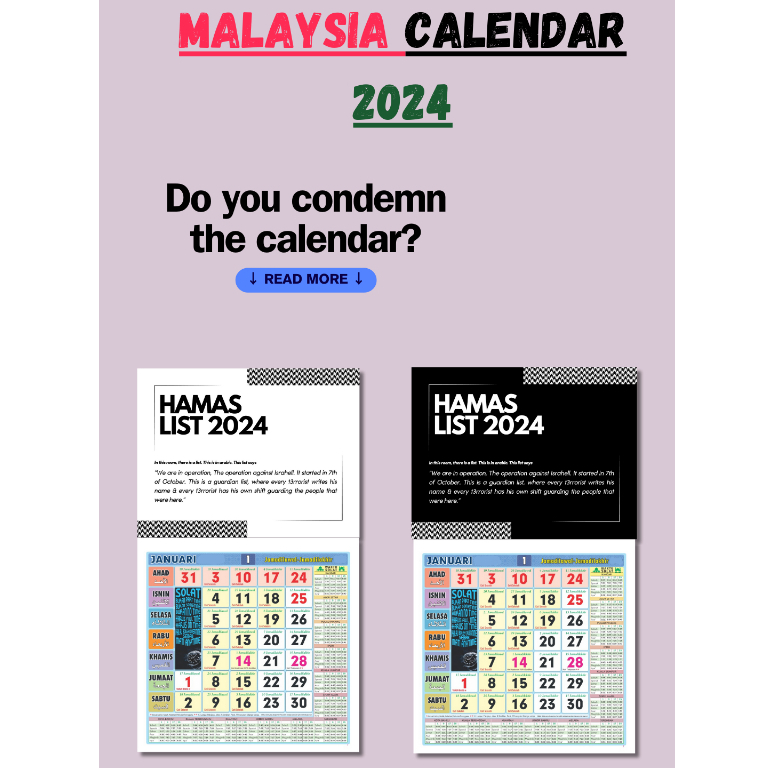 HAM@$ LIST. MALAYSIA CALENDAR 2024 | Shopee Malaysia