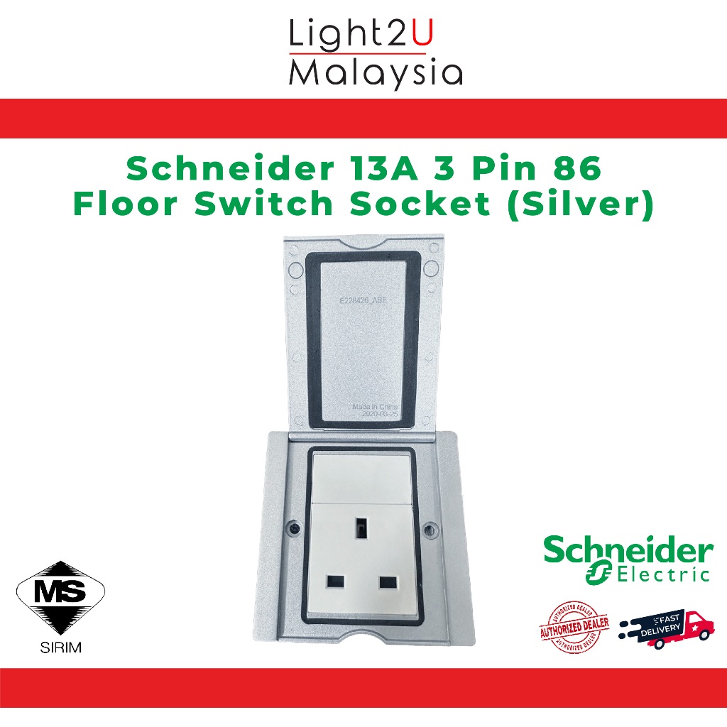 Schneider 13A 3 Pin Floor Switch Socket (Silver) | Shopee Malaysia