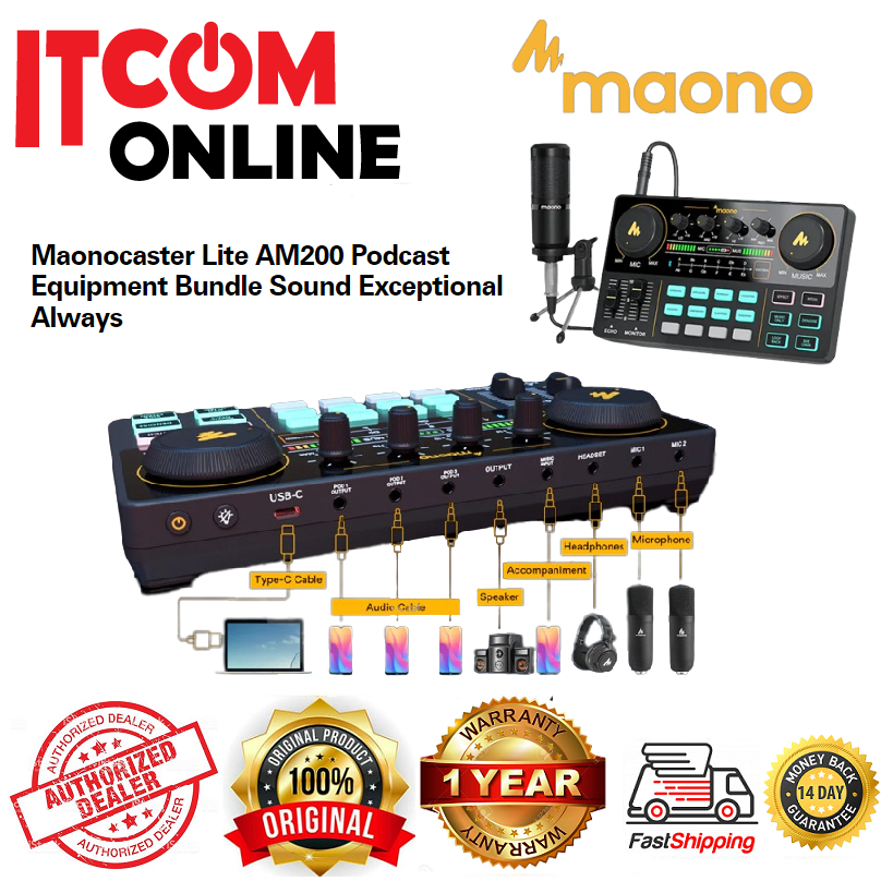 MAONO AU-AM200+ XLR MICROPHONE SOUND CARD COMBO (AU-AM200S1) | Shopee ...