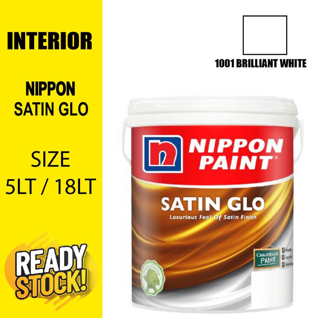 Nippon Satin Glo 5Lt / 18LT Brilliant White 1001 Ready Stock | Shopee ...