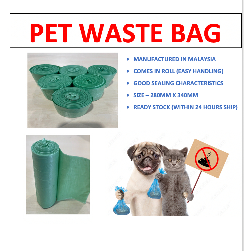 PLAIN POOP BAG / BEG UNTUK SISA NAJIS HAIWAN & HOUSEHOLD RUBBISH BAG ...