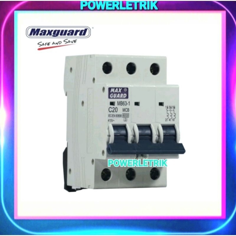 MAXGUARD 3 POLE 6KA MCB 6A 10A 16A 20A 32A 40A 63A WITH SIRIM CERTIFIED | Shopee Malaysia