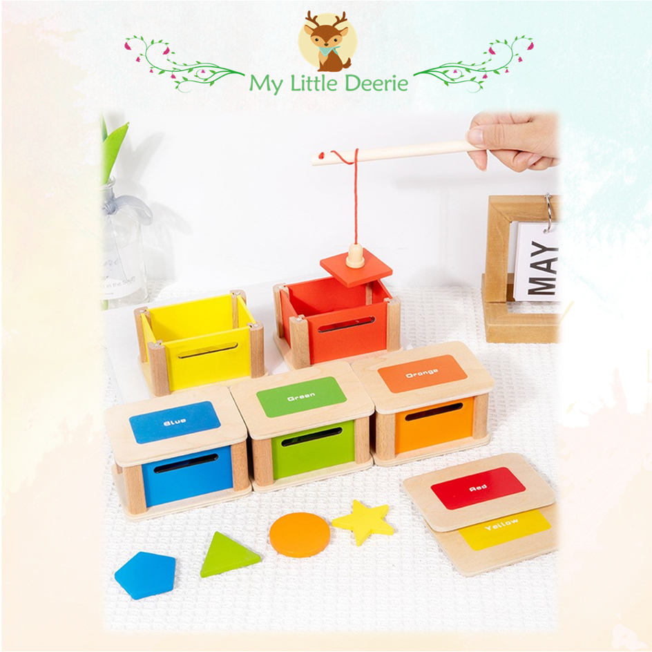 Wooden Colour Sorting Coin Boxes Children Kids Fine Motor Toy | Shopee ...