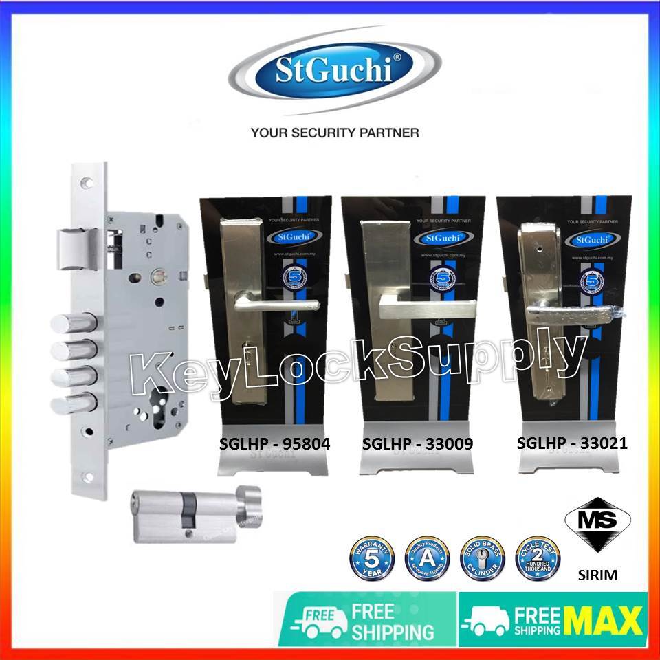 St Guchi SGLHP Lever Handles With Plate / 8560 Four 4 Bolt Mortise ...