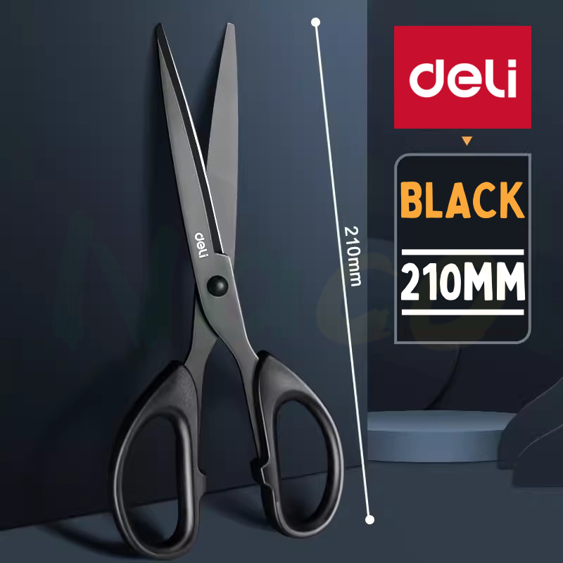 Deli Scissors Black Coating Blade Stainless Steel Durable Art Scissors ...