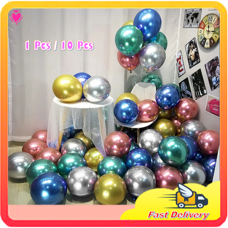 1 PCS/10 PCS 10 Inch Metallic Latex Balloons Birthday Balloons Party ...