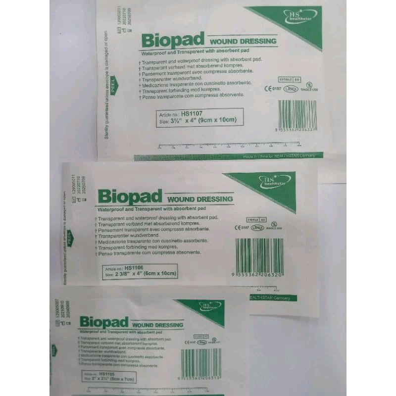BIOPAD WOUND DRESSING WATERPROOF AND TRANSPARENT ( 5cm x 7cm / 6cm x ...