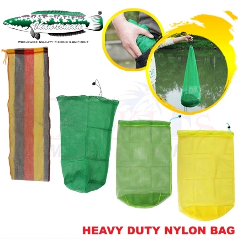52-90 cm Fishing Bag Ikan Toman Heavy Duty Nylon Bag Jaring Simpan Ikan ...