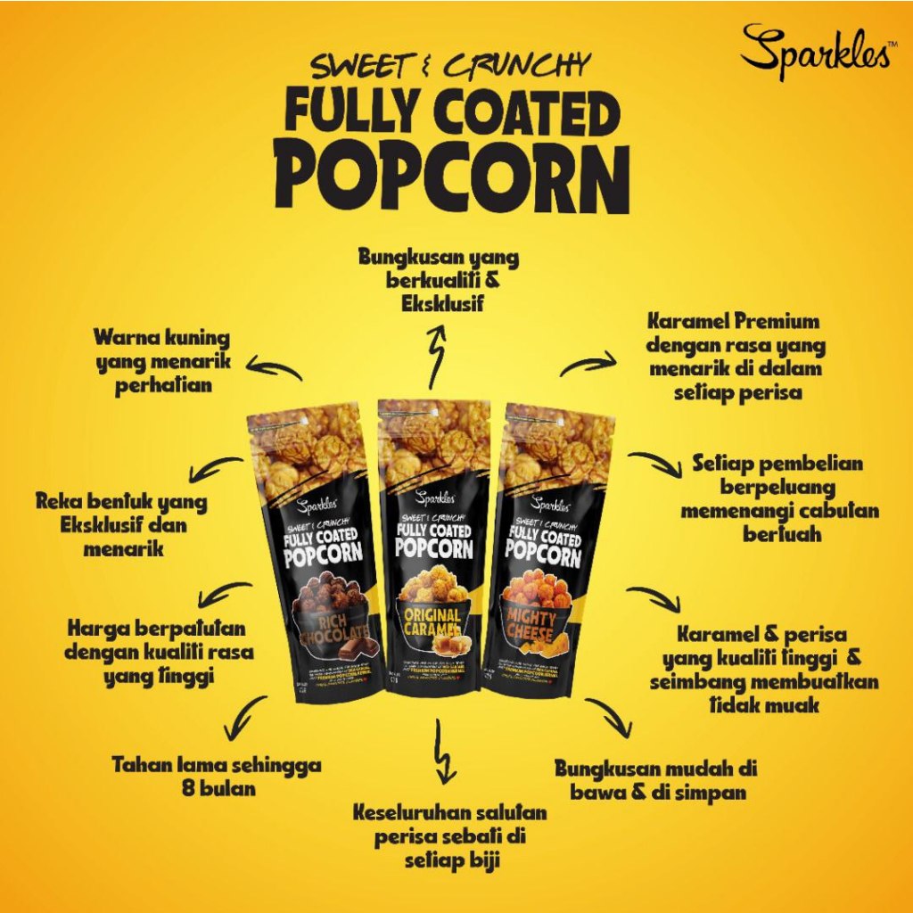 Sparkles Gourmet Fully Coated Popcorn - Rich Chocolate, Original ...