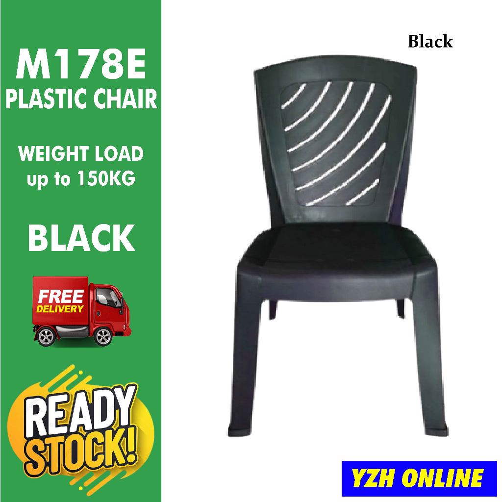 [Free Delivery] Kerusi Plastik Hitam Solid Plastic Chair M178E Black ...