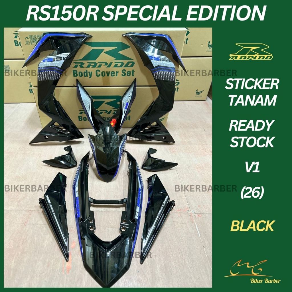 RAPIDO Cover Set Honda Rs150r V1 V2 V3 Special Edition (26) Black Body ...