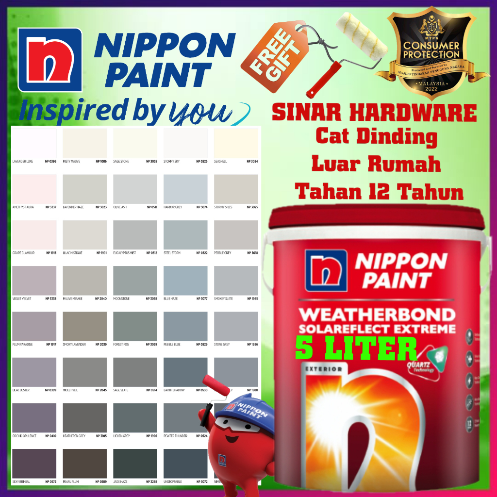 SINAR 5 LITER NIPPON NEW WEATHERBOND SOLAREFLECT EXTERIOR WALL PAINT ...