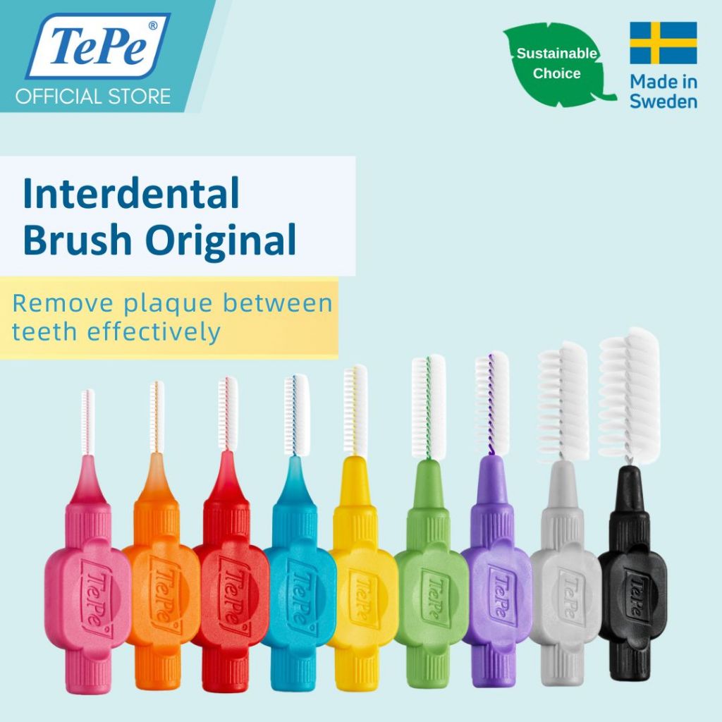 TePe® Interdental Brush Original (8 Pcs + 1 Cap, 0.4mm-1.5mm) No Cap ...