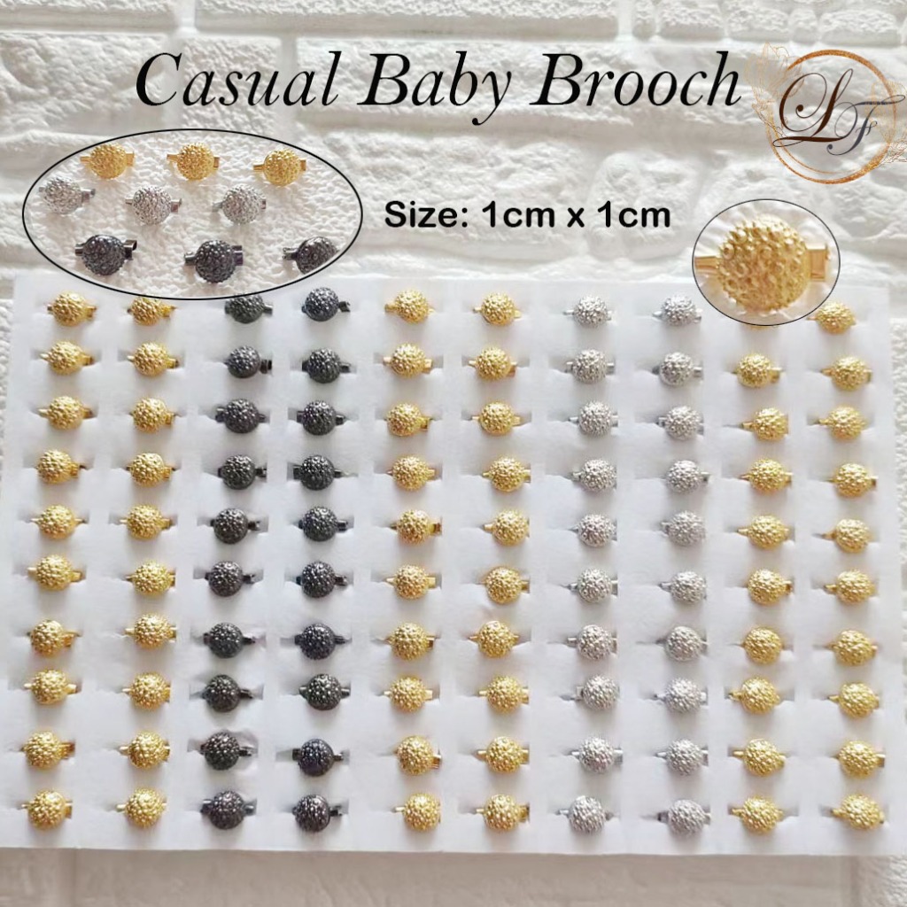 10pcs Premium Casual Baby Brooch Kerongsang Dagu Tanpa Batu Pin Kacing ...