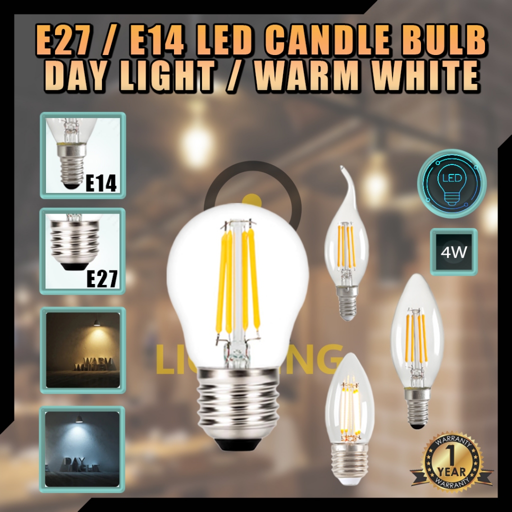 E14/E27 4W [C35/G45] Clear Glass Cover Decoration LED Edison Retro ...