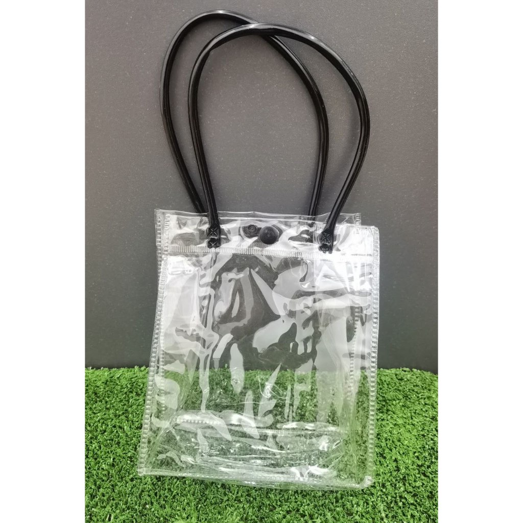 Clear PVC Tote Bag with Button / Transparent Shopping Bag / Packaging ...