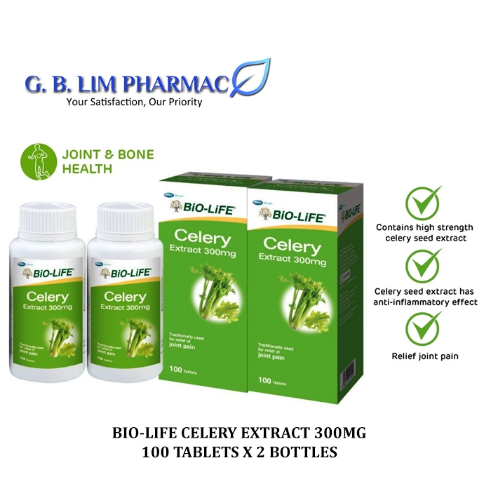 (EXP: 10-JUN-2026) BIO-LIFE CELERY EXTRACT 300MG 100 TABLETS ONE OR TWO ...