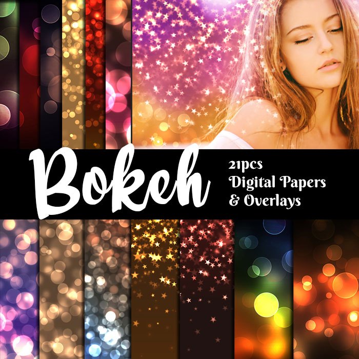 Bokeh Digital Papers, Photoshop Bokeh Overlay, Download Product ...