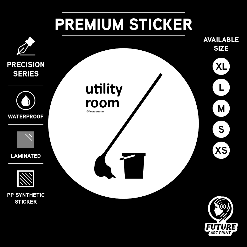 Toilet Restroom Tandas. Premium Sticker Round Sign Signage. Pure White ...