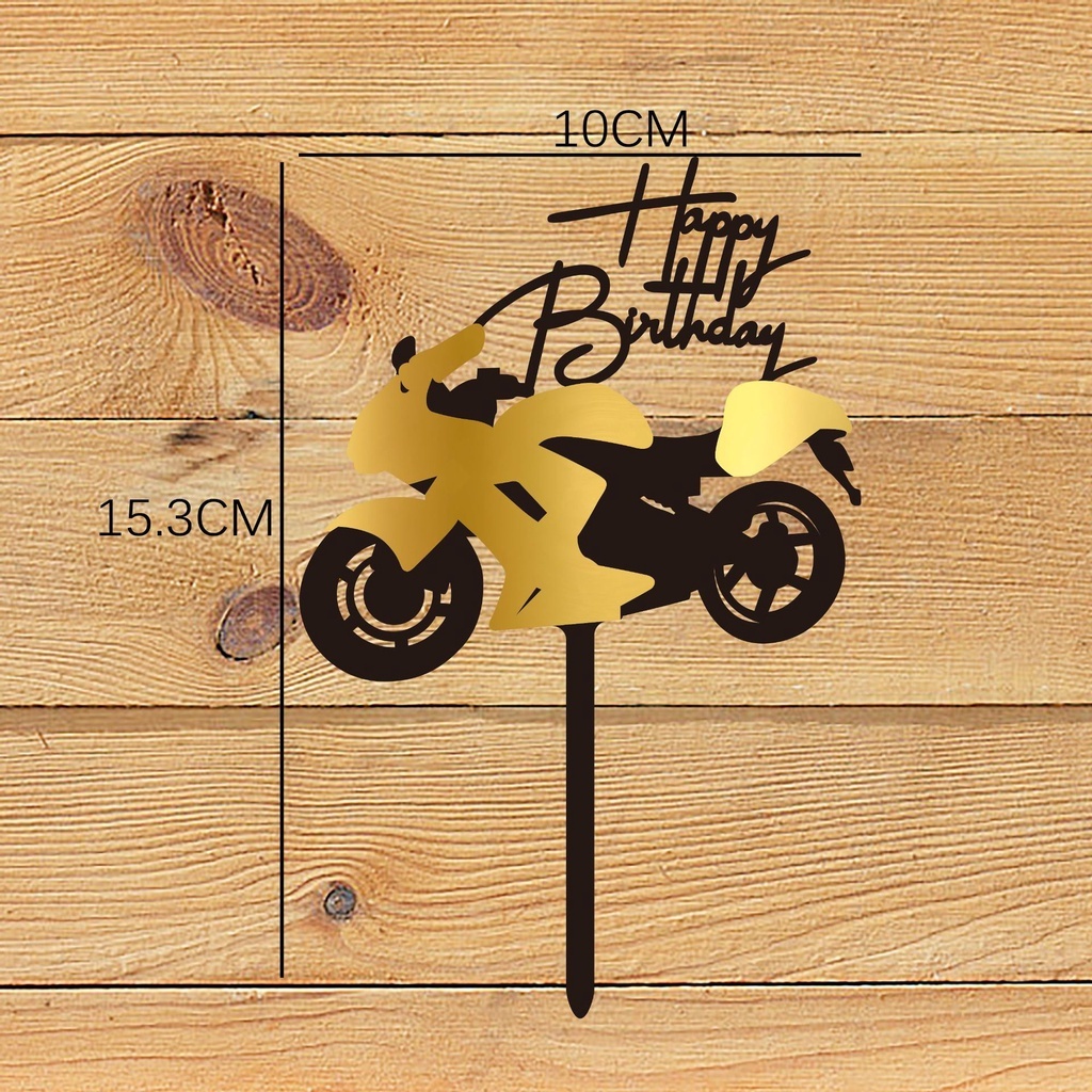Acrylic Happy Birthday Cake Toppers Motorcycle Topper Cake Topper Kids ...