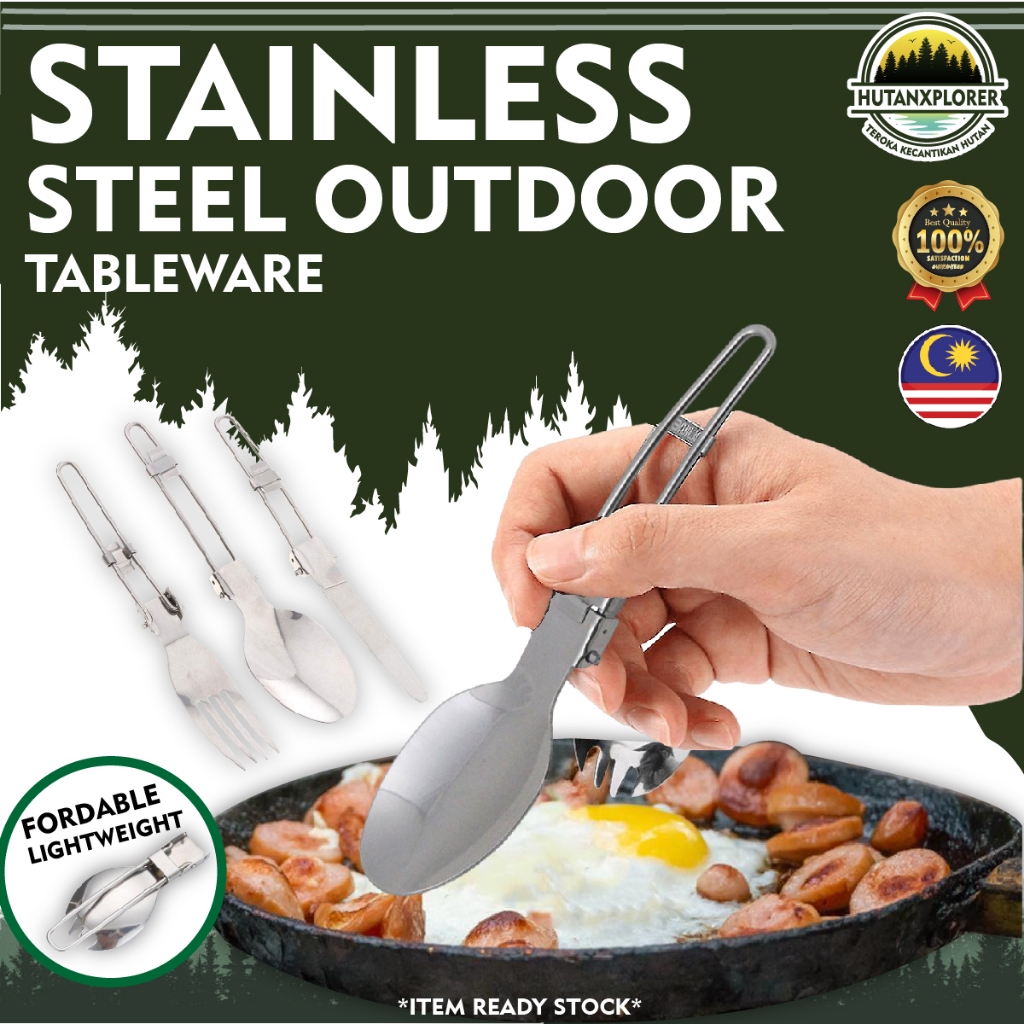 Foldable Spoon Fork Spork Stainless Steel Camping Spoon Tableware ...