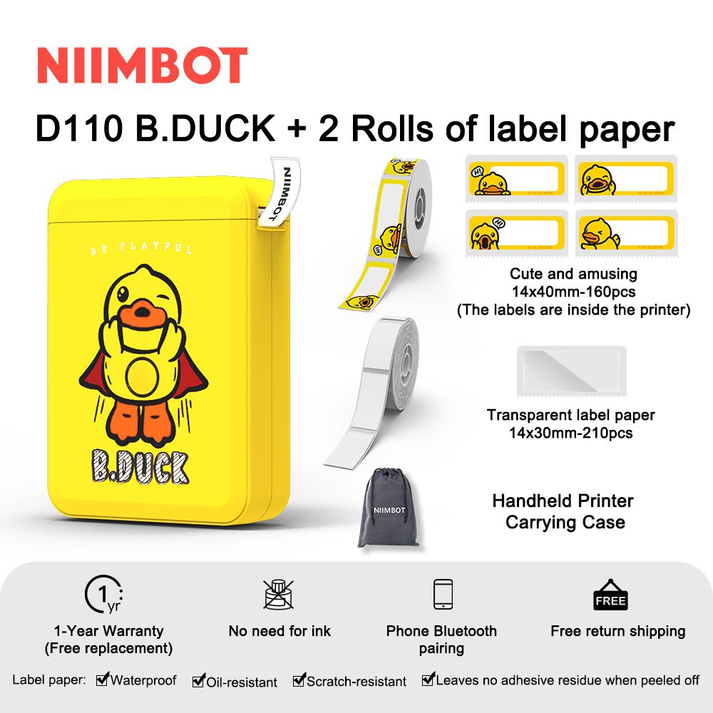 NIIMBOT D110 Label Printer Wireless Bluetooth Thermal Label Portable ...