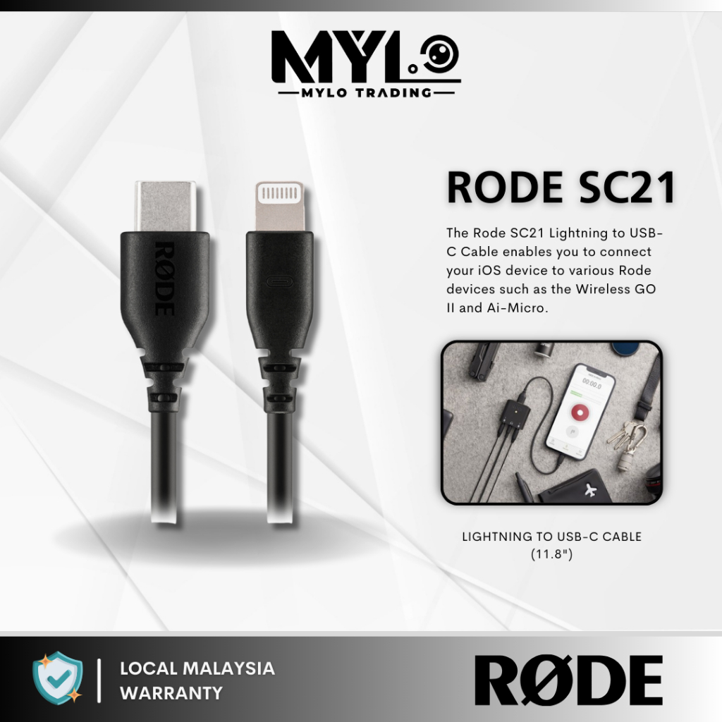 Rode SC21 Ligh-tning to USB-C Cable 30cm | Shopee Malaysia