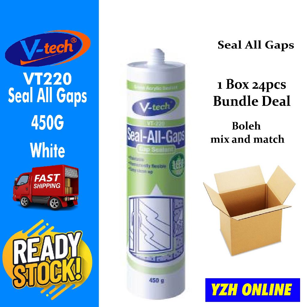 Vtech Silicone Seal All Gaps VT-220 450g (White) / Seal Cabinet, Door ...