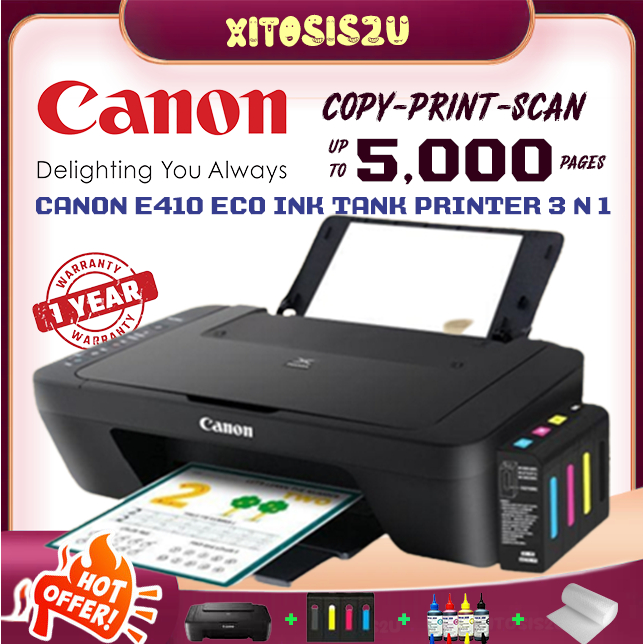 Canon E410 Compatible ECO INK TANK PRINTER 3 IN 1 [Copy-Print-Scan] | Shopee Malaysia