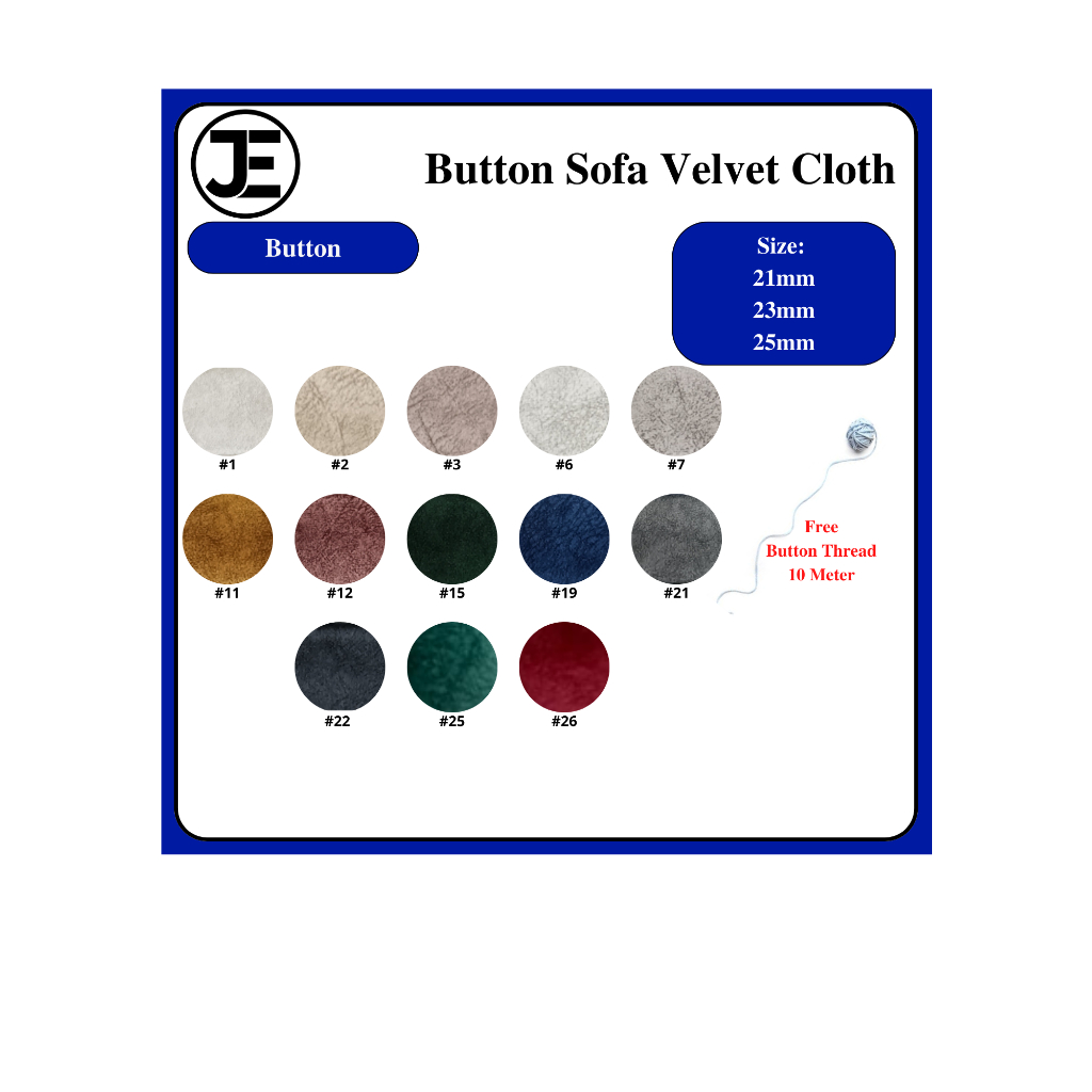 (10 PCS/ORDER) JE001 Button Sofa / Butang Bulat Sofa Kain Velvet Cloth ...