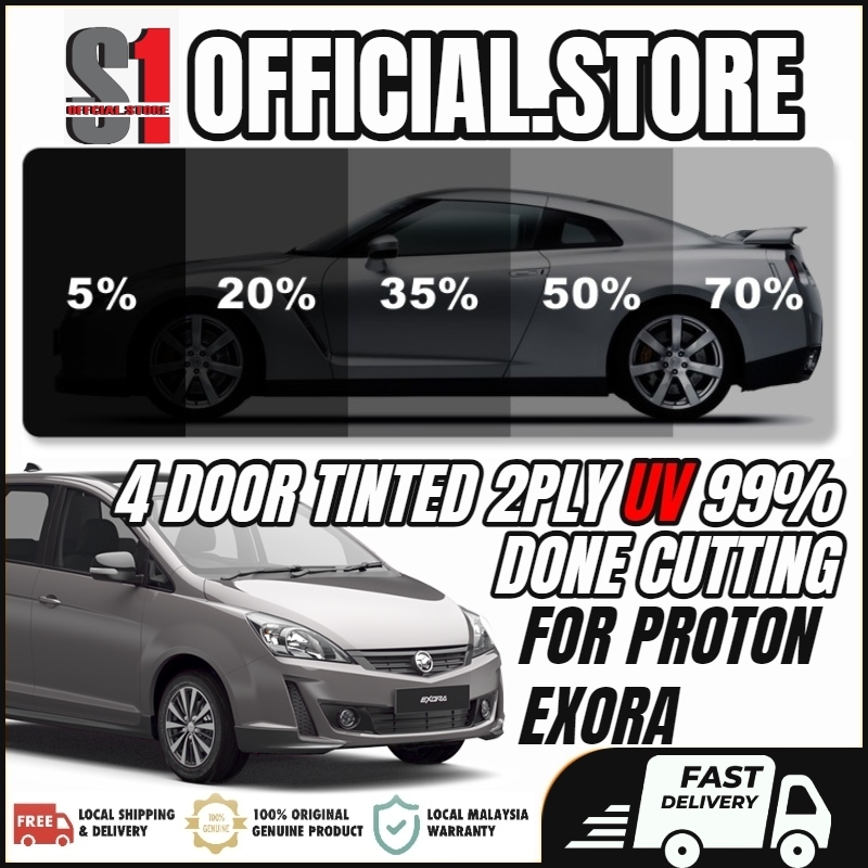 Proton Exora 4 Door Tinted 2PLY UV 99% Hitam(Gelap 30% 50% 65% 80% 95% ...