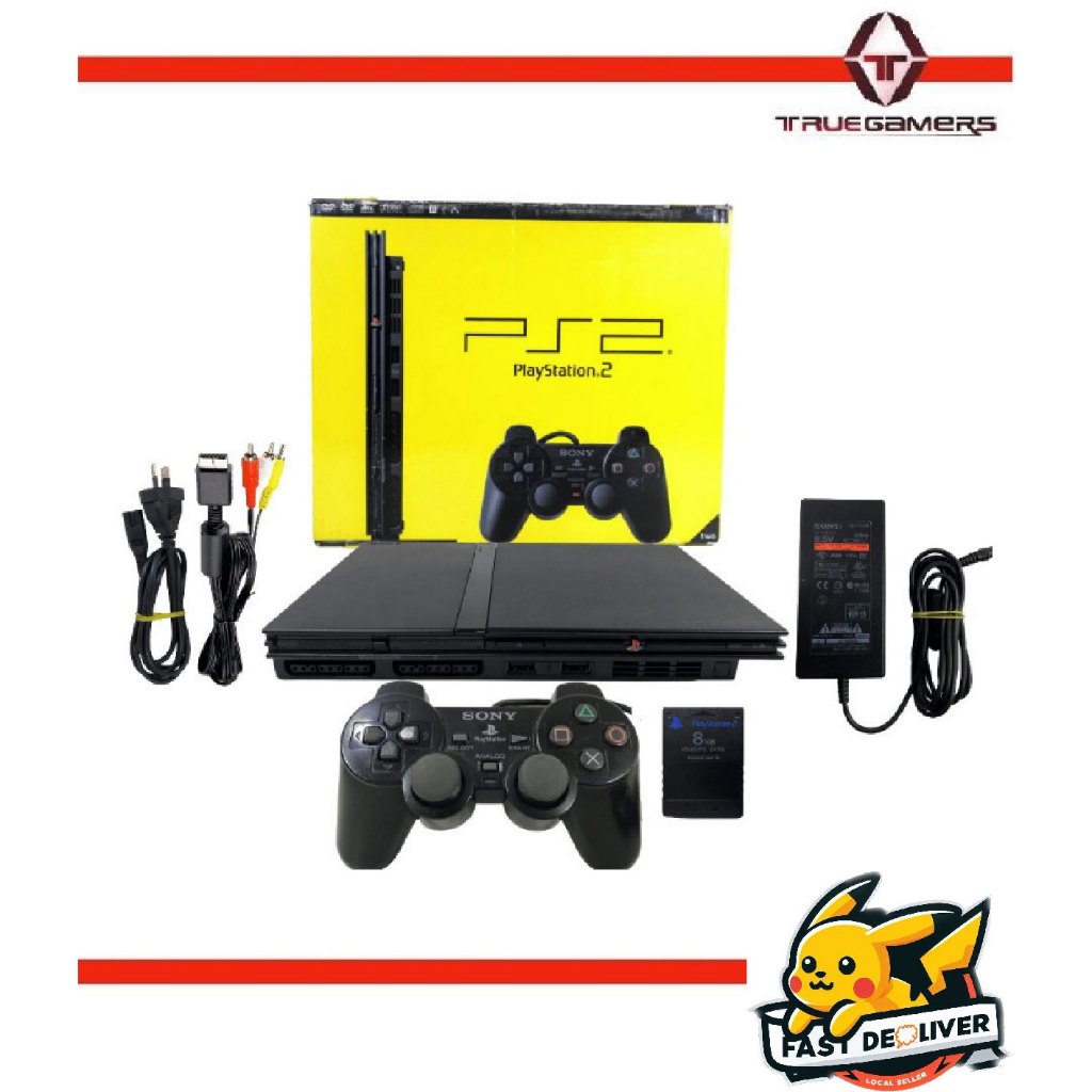 USED - PS2 PLAYSTATION 2 Slim 50000/70000 ODE MOD + 2 Wired Controller ...