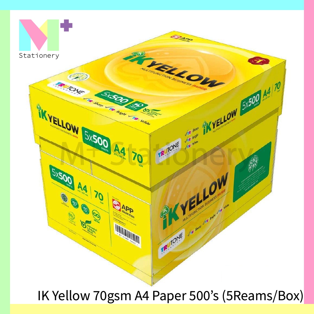 IK Yellow A4 Copier Paper 70gsm 500's (5reams / 1 Carton Box ) / 70gsm A4 Paper / Kertas A4 ...