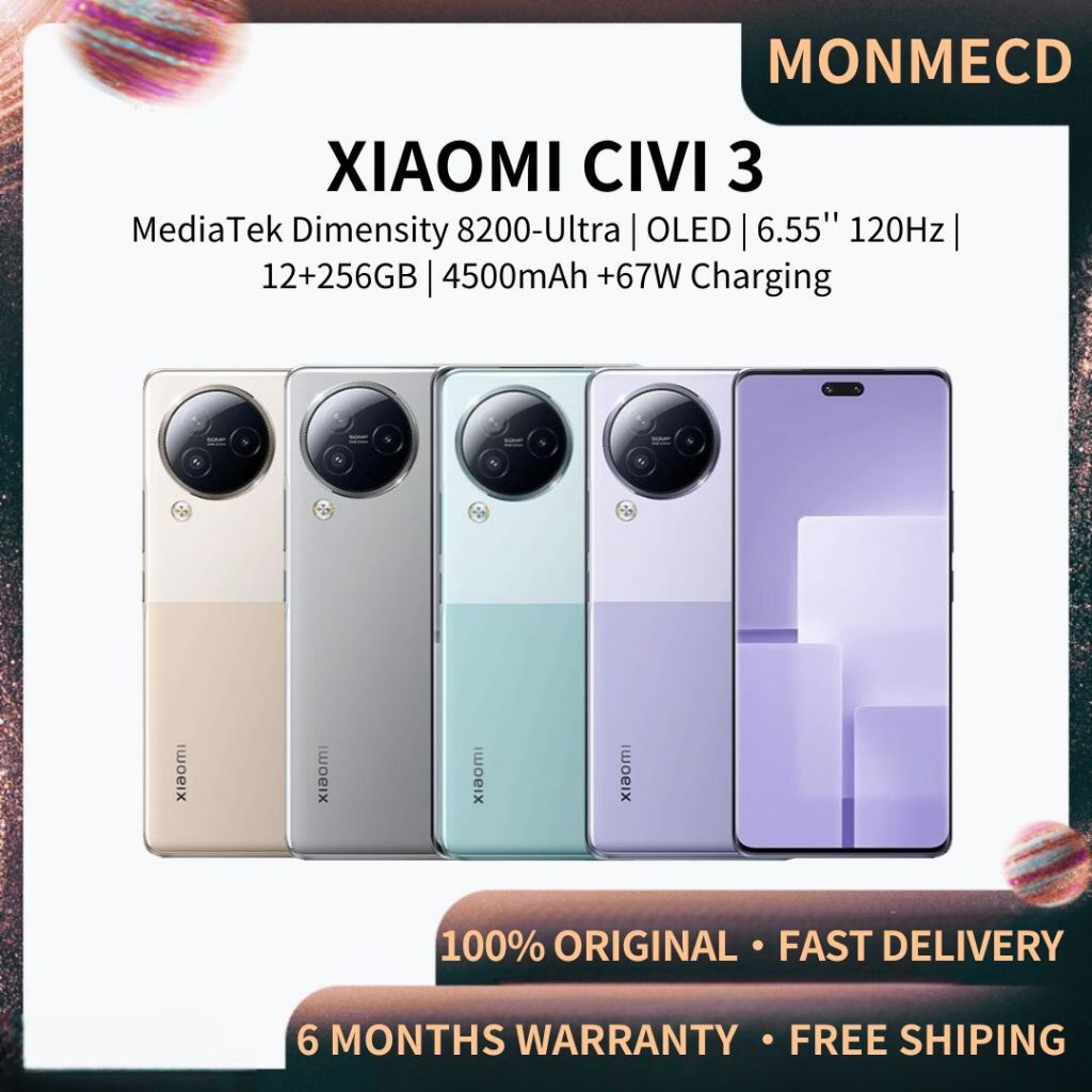 Xiaomi Civi 3 Phone Dimensity 8200-Ultra Handphone OLED 6.55'' 120Hz ...