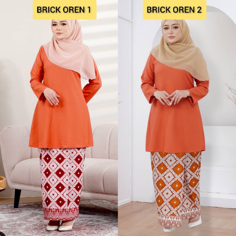 [NEW ARRIVAL] BAJU KURUNG BATIK RIAU IN BRICK OREN / BAJU KURUNG PLUS ...